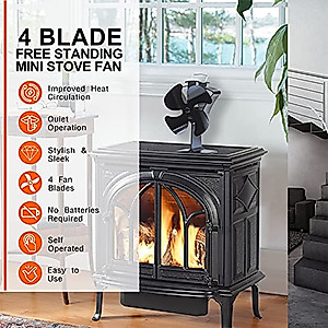 HAWCAFU Wood Stove Fan 4 Blades Fireplace Fan Heat Stove Fan Pellet Stove Fan for Fireplace/Burner/Logs/Fireplace
