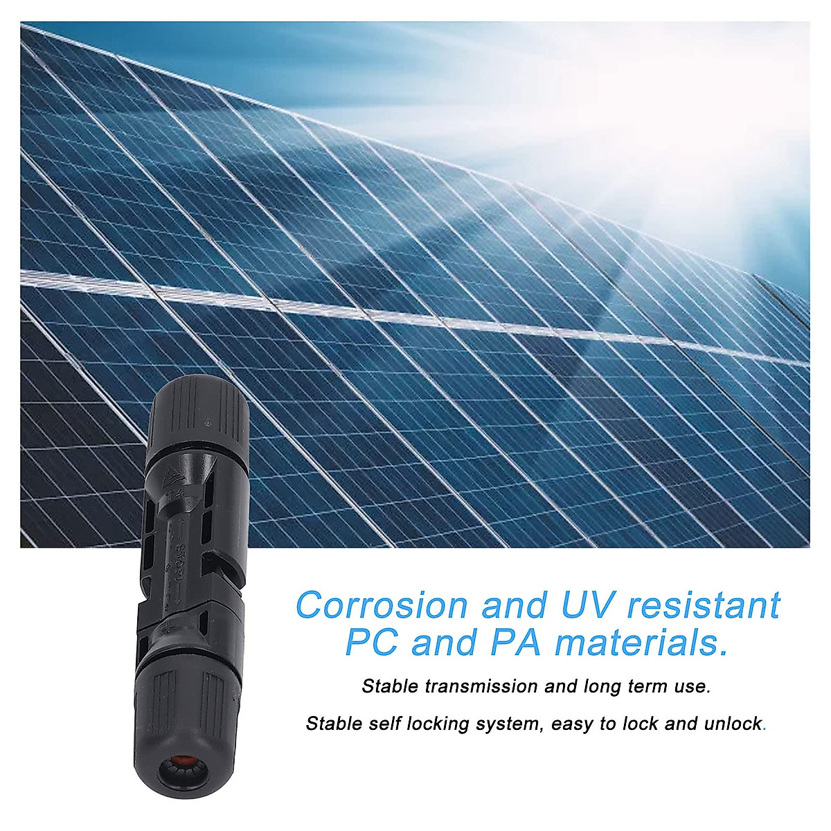 Solar Photovoltaic Connector, Solar Panel Connectors 30A DC 1000V Plastic for Outdoors