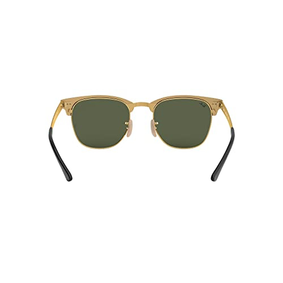 Ray-Ban RB3716 Clubmaster Metal Square Sunglasses, Black On Gold/G-15 Green, 51 mm