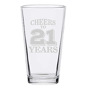 Veracco Cheers To 21 Years Twenty First Pint Beer Glass 21st Birthday Gift For Him Her (Clear, Glass)