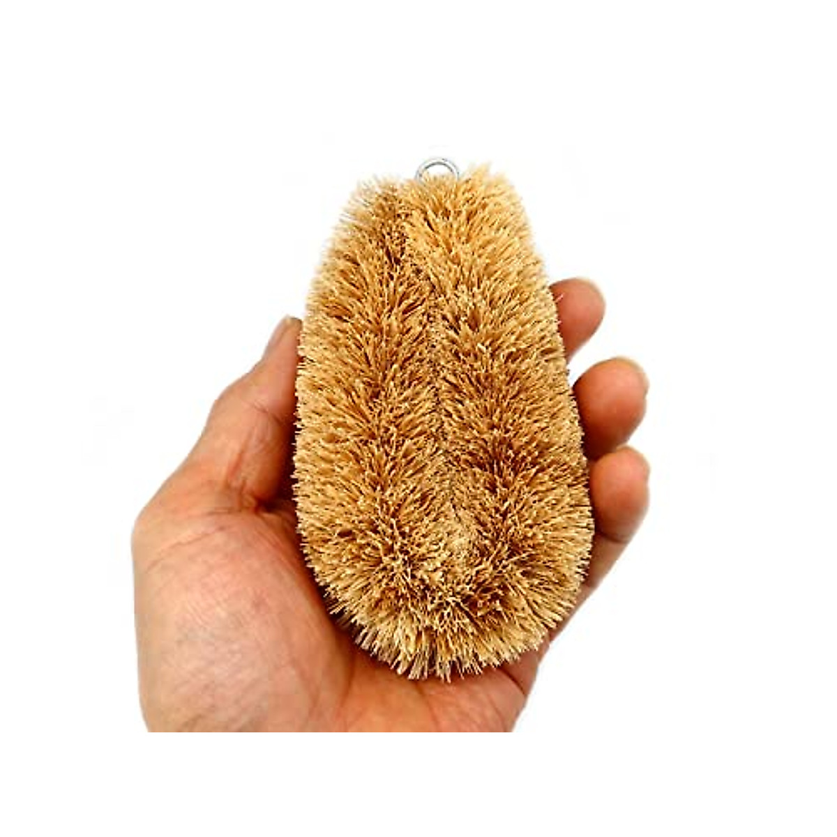 Okuda Tawashi Vegetable Scrub Brush Set of 2, Slim Type, Japanese Design, Natural Palm Fibers, Veggies and Household use with Wire Hanging Loop