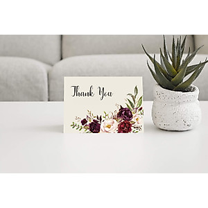 MPC Brands Customized Personalized Funeral Bereavement Thank You Cards With Envelopes - Set of 50 (Custom Rose)