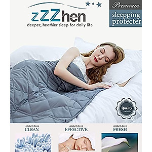 ZZZhen Weighted Blanket - High Breathability - Grey, 60" 80"-15LBs - Premium Heavy Blankets - Calm Sleeping for Adult and Kids, Durable Quilts and Quality Construction