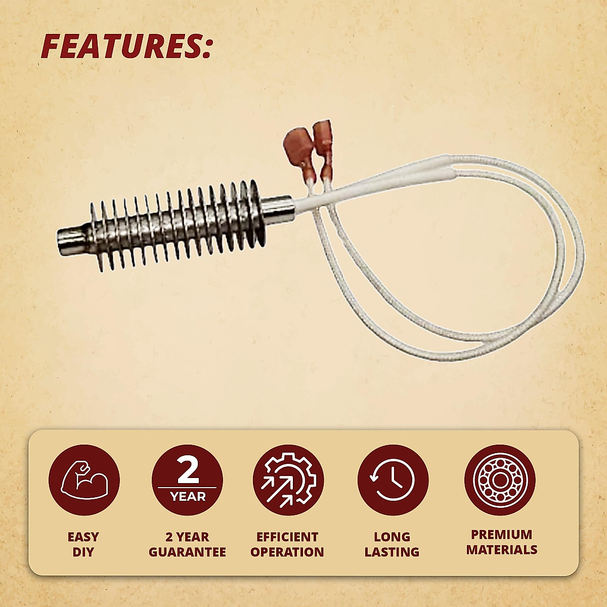 Harman 3-20-677200 Finned Heating Cartridge Igniter Element for Pellet Stove Models Absolute 43 63 Accentra 52I 52I-TC Advance Allure 50 P35I P43 P68 PF100 XXV XXV-TC 3-20-06783