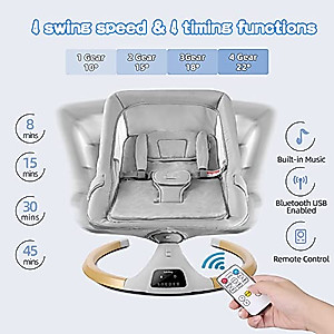 Baby Swings for Infants to Toddler,3 in 1 Electric Remote Control Baby Bouncers for Infants with Detachable Dinner Plate,4 Sway Ranges,Bluetooth Support Heavy Duty Base Baby Rocker for 0-24 Month