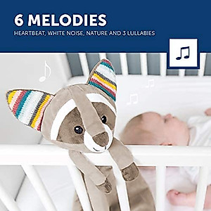 Security Baby Blanket - Plush Lovey Snuggler with Soothing Music & Sounds, Cry Sensor, Super Soft Sensory Blanket, Machine Washable, Baby Gift for Unisex Infants - Robin The Raccoon by Zazu Kids