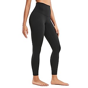 CRZ YOGA Super High Waisted Butterluxe Yoga Pants 25 Inches - Buttery Soft Workout Leggings for Women Over Belly Black Medium