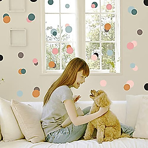 Colorful Polka Dots Wall Decals Boho Rainbow Wall Stickers Murals for Boys Girls Bedroom Living Room Classroom Playroom Decor 112pcs Dots Boho Vinyl Removable Art Wall Stickers