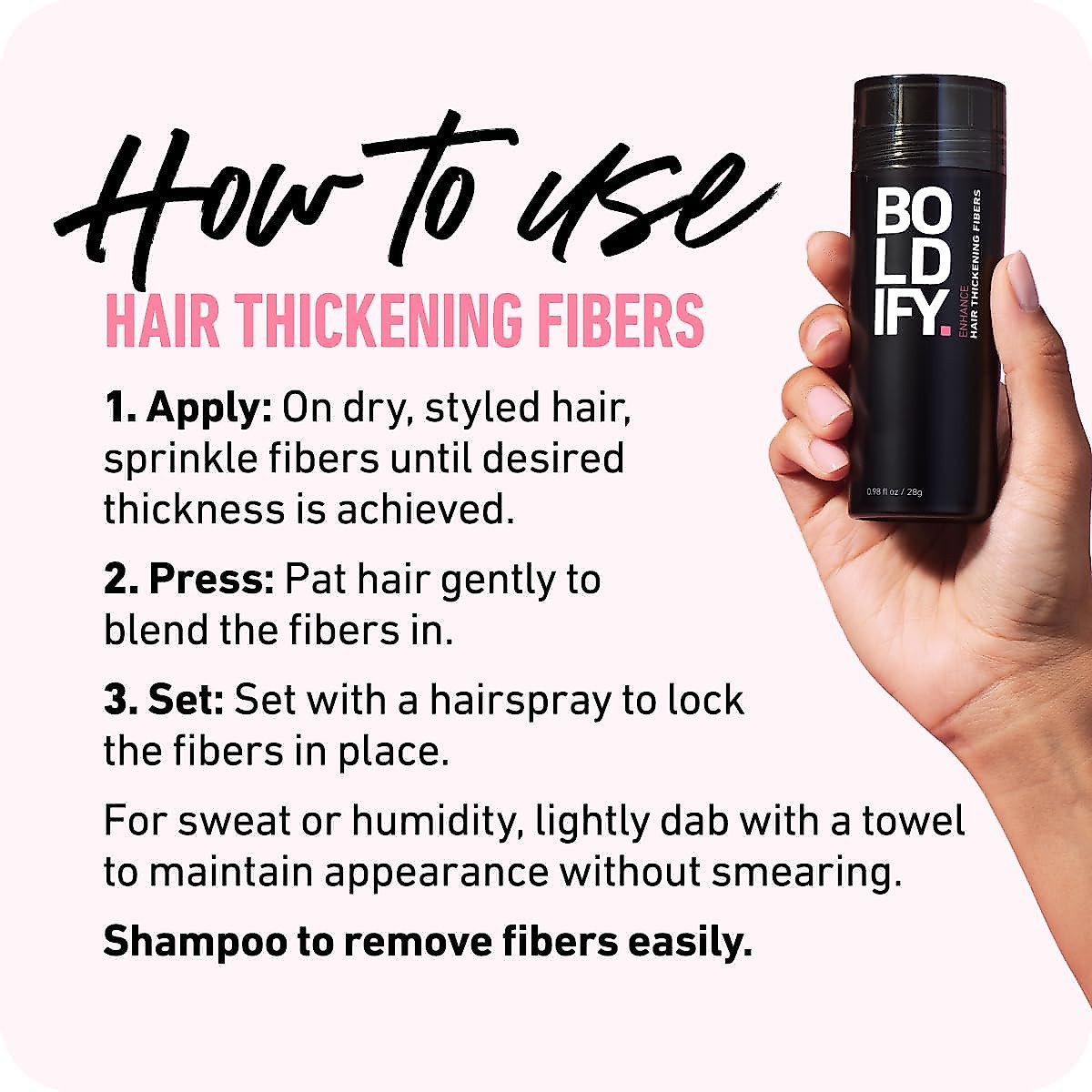 BOLDIFY Hair Fibers (28g) - Fill In Thinning and Fine Hair for an Instantly Fuller, Thicker Look - 14 Shades for Women & Men - Dark Brown