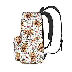 Zisqerts Highland Cow Backpack 16 Inches Lightweight Travel Laptop Backpack