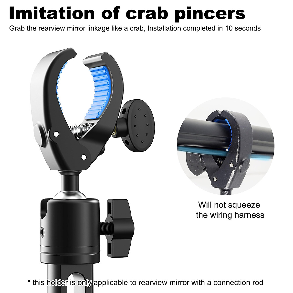 Quyee Phone Holder Car, Rear View Mirror Phone Holder - Aluminum Alloy Mount Multi-Angle Adjustment Rotatable and Retractable Compatible with All 4-7 Inch iPhone and Android Cell Phones