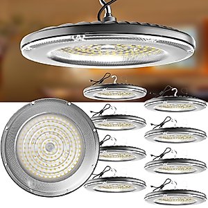 Lightdot LED High Bay Light 240W 48000LM High Bay LED Shop Lights, AC100-277V 5000K UFO LED Lights US Plug Commercial Bay Lighting - 8Pack