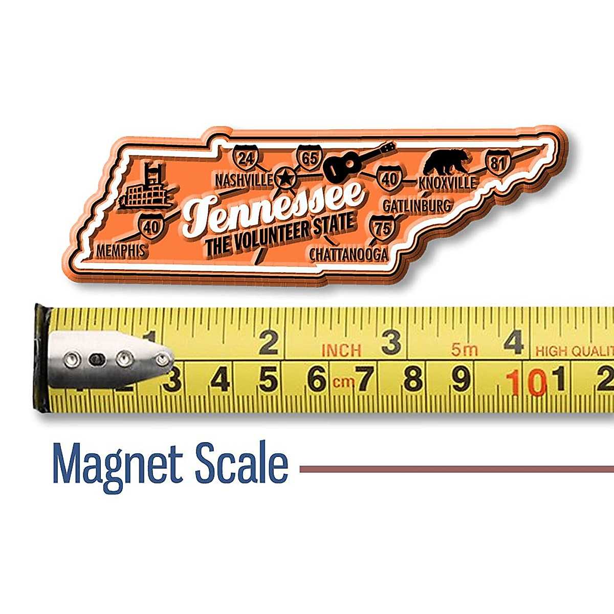 Tennessee Premium State Magnet by Classic Magnets, 4.1" x 1.3", Collectible Souvenirs Made in The USA