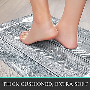 Pauwer Anti Fatigue Kitchen Mats Set of 2 Farmhouse Kitchen Rugs Non Skid Washable, Cushioned Kitchen Floor Mats, Waterproof Memory Foam Kitchen Runner Rug Comfort Standing Mat for Kitchen Home Office