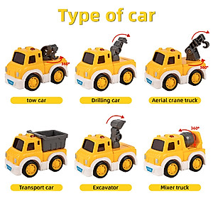 Construction Truck Toys for 3 4 5 6 7 Year Old Boys - 7 in 1 - Friction Power Vehicles Transport Carrier Toy Kids Toys Truck for Toddler Christmas Birthday Toddler Kids Boys Girls Baby Gifts.