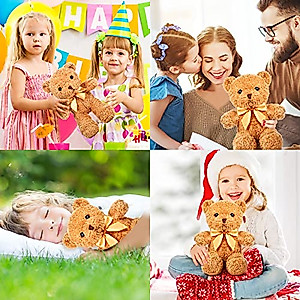 5 Pcs Bears Stuffed Animal Soft Plush Toys 12 Inches Cute Bear Small Shaggy Bear with Hoodie Bow Tie for Kids Boys Girls Baby Shower Birthday Party (Light Brown, Bow Tie Style)