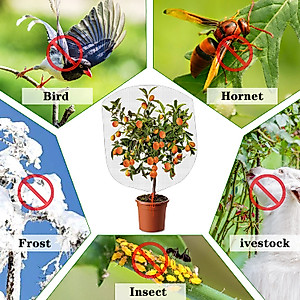 Insect Bird Barrier Mesh, Garden Netting Barrier, Bird Netting, Netting for Plant with Drawstring, 3.5 x 4.6 FT Tomato Protective Cover, Large Potted Fruit Protectors Cover for Blueberry Bushes