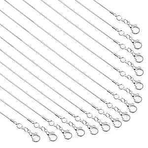 PAXCOO 30 Pack Necklace Chain Silver Plated Necklace Snake Chains Bulk for Jewelry Making, 1.2 mm (18 Inches)
