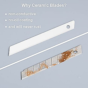 CUTOKAY Ceramic Box Cutter Utility Knife Ceramic Blades Finger Safe Paper Knives Retractable Craft Cutter Friendly Cutters for Foam Cardboard Cutting Auto-Lock clip [5-Pack]
