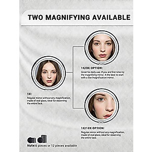 Getinbulk Compact Mirror Bulk, Set of 12 Round Double-Sided 1X/3X Magnification PU Leather (White, 2.8")