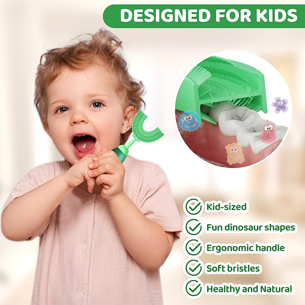 ZMRZ Toddler Toothbrush, U-Shaped Kids Toothbrush for 2-6 Years, Baby Toothbrush with Food Grade Soft Silicone, 360° Manual Whole Mouth Toothbrush for Kids