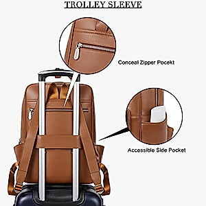 BOSTANTEN Laptop Backpack for Women 15.6 inch Computer genuine leather backpack purses College Travel Daypack large satchel Brown