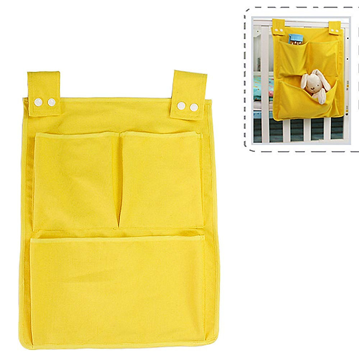 SiyuXinyi Pockets Bedside Storage Bag Caddy Hanging Diaper Organization for Baby Essentials, Hang on Crib, Practical Hanging Storage Bag， Suitable Dormitory, Double Bed, Bedside Storage！（Yellow）