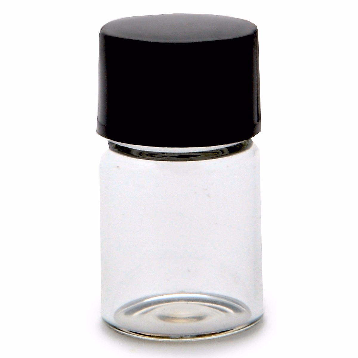 Vivaplex, 24, Clear, 1 ml (1/4 Dram) Glass Bottles, with Orifice Reducers and Black Caps