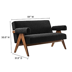 Modway EEI-6504-BLK Lyra Boucle Fabric Loveseat, Black