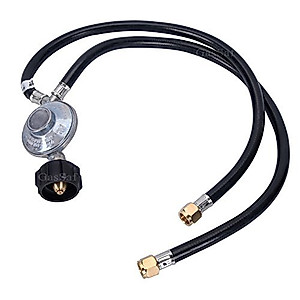 GasSaf 2 Feet Y-Splitter Low Pressure Propane Regulator Double Hose Outlet Kit with Two Hose for Type1 QCC1 Propane Tank, Most LP/LPG Gas Grill and Propane Appliance