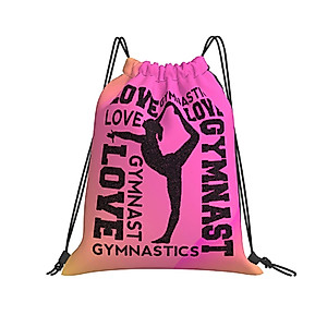 PSYU Love Gymnastics Drawstring Backpack Fashion Travel Bag Sports Athletic Gym Suitable For Mens Womens
