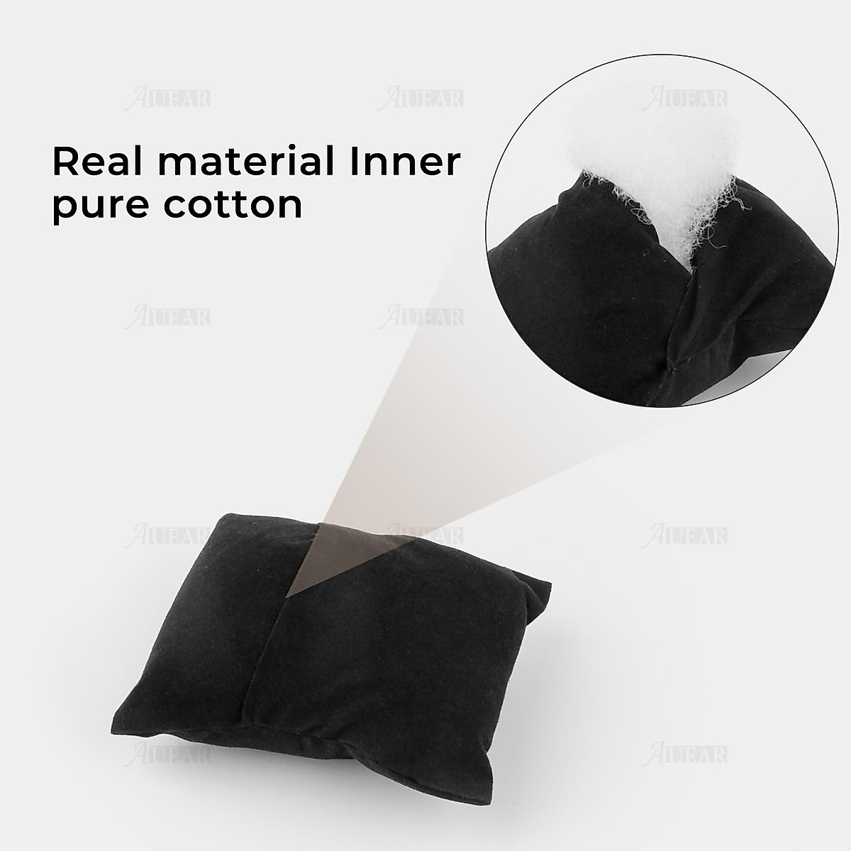 AUEAR, Velvet Bracelet Watch Pillow Black Jewelry Pillows Bangle Cushions Display Stand Set for Box (10 Pcs)