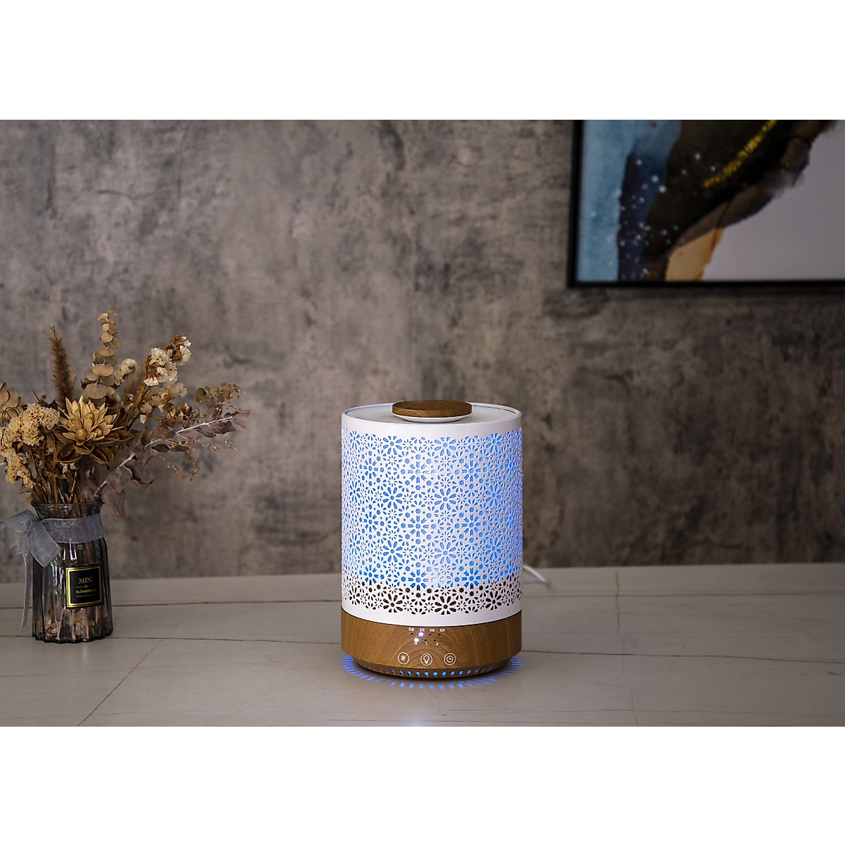 BlueHills 2500 ML Humidifier with Essential Oil Diffuser Combo Aroma Home Décor Design for Large Bed Bath Kids Baby Living Rooms Big Capacity LED Lights Scent Ultrasonic Cool Mist Wood Grain F006