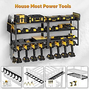 POKIPO Power Tool Organizer Wall Mount, Extended Large Heavy Duty Drill Holder, 4 Layer Garage and Storage, Suitable Utility Racks for Room, Workshop