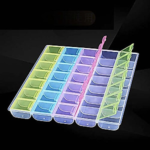 1 Pack Diamond Painting Container 35 Grids Diamond Painting Storage Box Plastic Rectangle Bead Storage Containers Jewelry Organizer Storage Container Nail Art Storage Case, Multicolor