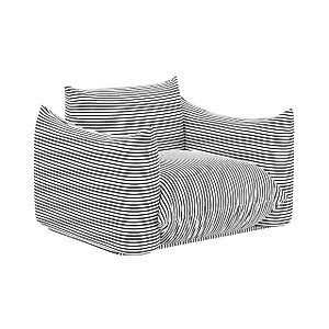 Tov Furniture Saint Tropez Pearl and Black Striped Stuffed Outdoor Armchair