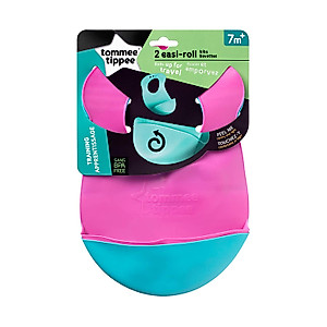 Tommee Tippee Easi-Roll Bib, Pink and Purple/Pink and Blue, 2 Count