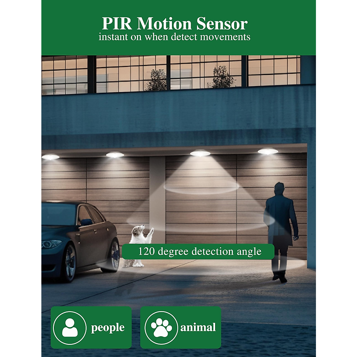 Motion Sensor Light Bulbs Outdoor, 9W (60 Watt Equivalent) 800LM, 4-Pack A19 Security LED Bulb 5000K Daylight White, E26 Motion Activated LED Bulb, for Front Door Porch Garage Basement Hallway