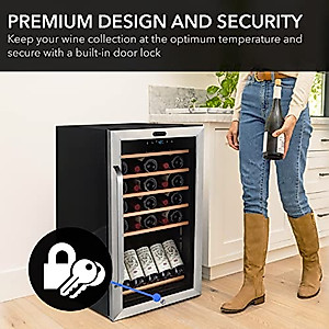 Whynter FWC-341TS 34 Bottle Freestanding Stainless Steel Wine Refrigerator with Display Shelf and Digital Control