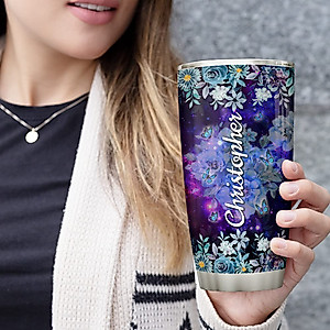 Wassmin Personalized Animal Tumbler Cup With Lid 20oz 30oz Custom Name Animal Stainless Steel Double Wall Vacuum Insulated Tumblers Coffee Travel Mug Birthday Christmas Customized Gifts (Dragonfly)