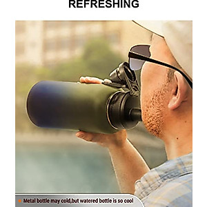 KEMISANT Water Bottle Insulated Vacuum Bottle Thermos Flask-Big Mouth With Straw/Flip Lid Alterative