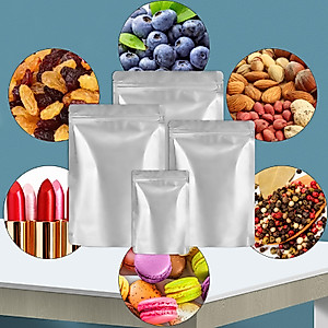 JUZONSA 0.5 Pint Kitchen Storage Bags Fresh Saver Mylar Bags with Labels, Stand Up Mylar Bag Resealable and Heat Sealable for Long Term Food Storage,Thick 4.75 Mil, 5"x7" (50Pack-0.5Pint)