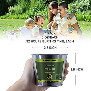 Arhalulu Citronella Candles Outdoor, 6 OZ Pack of 4 128 Hours Burning, Citronella Candles Set Outside for Party Hiking Camping Patio BBQ Deck Lanai Garden Yard Home Balcony
