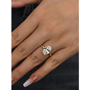 Effinny 3.5 Carat Elongated Oval Cut Engagement Ring Yellow Gold Plated 925 Sterling Silver Simulated Diamond Promise Ring(Yellow Gold, 6.5)