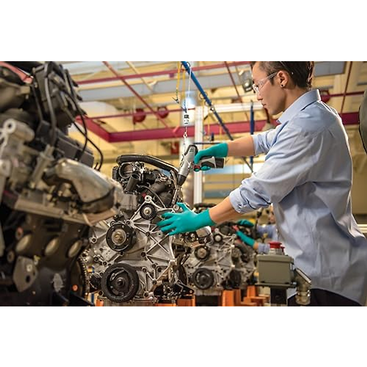 Ansell TouchNTuff 92-600 Nitrile Lightweight Glove with Beaded Cuff, Chemical/Splash Resistance, Powder Free, 4.7mil Thickness, 240mm Length, Size 9, Green (Box of 100)