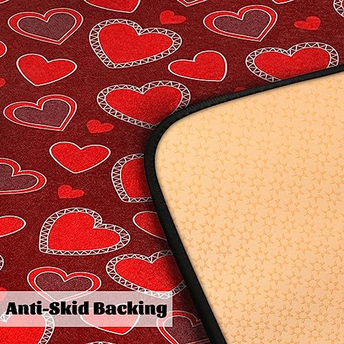 KOBLEN Red Heart Kitchen Rugs Non Slip Washable Absorbent Kitchen Mats 20x39 inch Cushioned Anti Fatigue Kitchen Floor Mats for in Front of Sink
