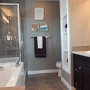 YEAKE Table Desk Vanity Makeup Mirror,8-Inch Portable Folding Mirror with Metal Stand 90°Adjustable Rotation Tavel Make Up Mirror Hanging Bathroom for Shower Shaving(Gray)