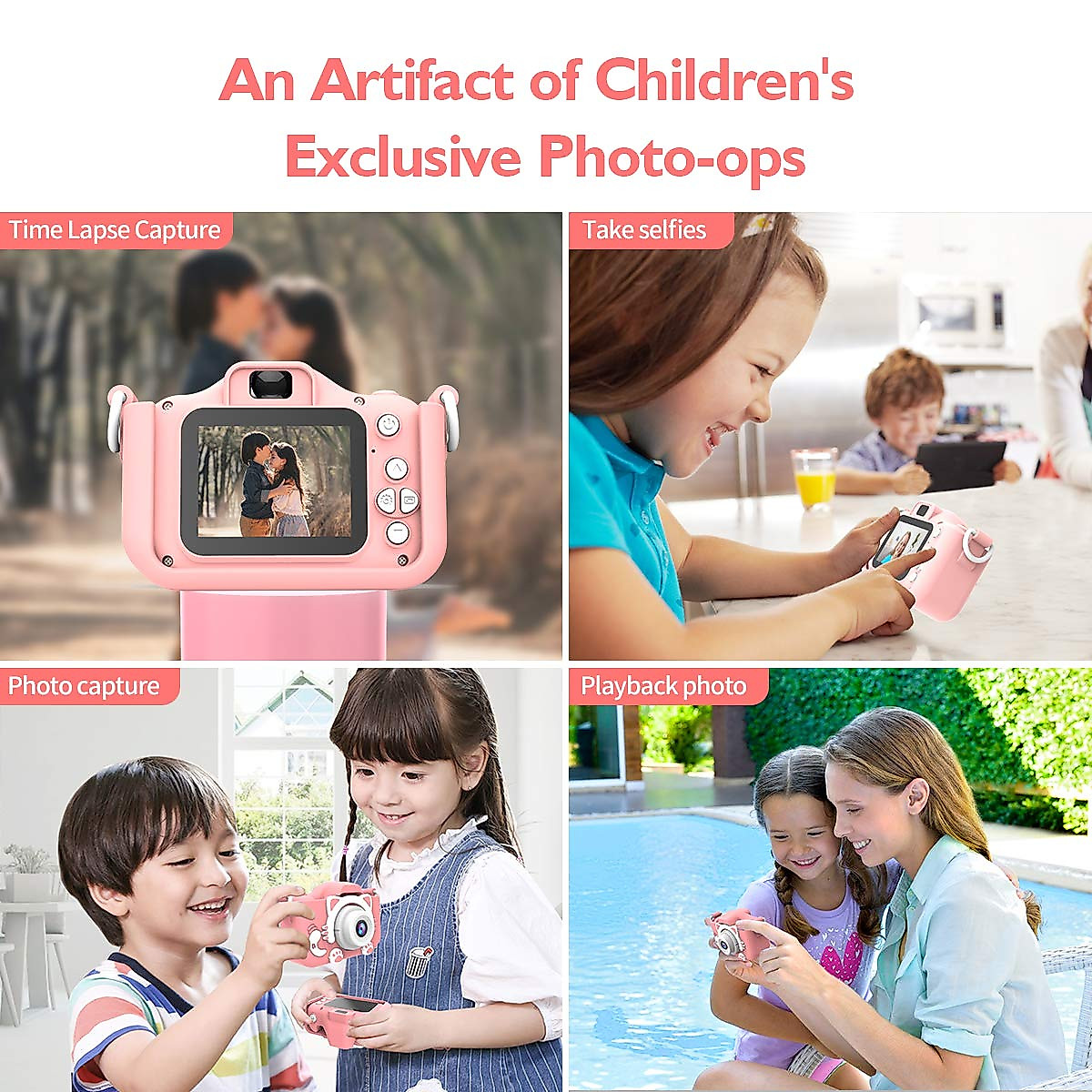Kids Camera for Girls/Boys, 3-9 Year Old Toys for Girls/Boys, Christmas Birthday Gift for Age 6-9 Girls/Boys Kids Digital Dual Camera, Selfie Camera for Kids, 32GB Memory Card
