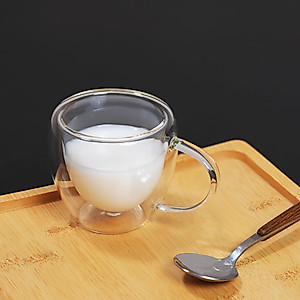 BSDPRFE 2.5 oz Espresso Cups Set of 2 with Handle Espresso Shot Glasses, Double Wall Insulated Espresso Mugs, Tazas de Cafe Expreso, Milk Cup with Handle, Suit for Espresso Machine