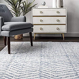nuLOOM Rosanne Machine Washable Geometric Area Rug, 4' x 6', Blue